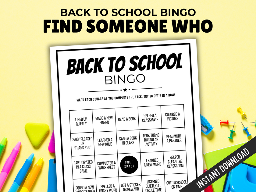 Back to School Find Someone Bingo | LittleHaloJ