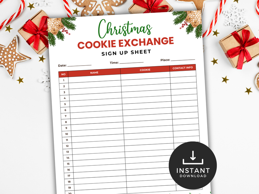 Christmas Cookie Exchange Sign-Up Sheet | LittleHaloJ