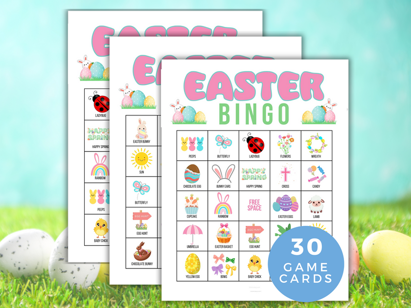 Easter Bingo Game - 30 bingo cards | LittleHaloJ