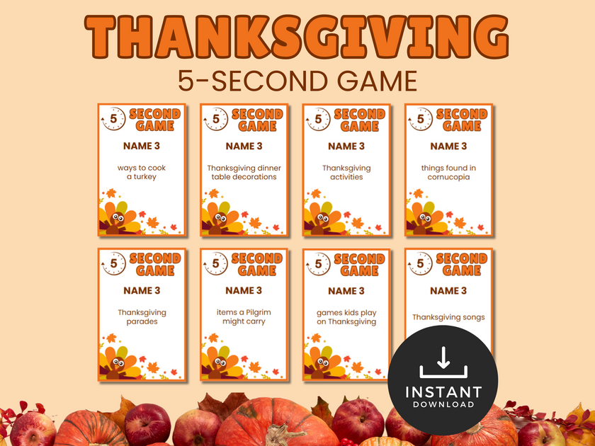 5 Second Thanksgiving Game | LittleHaloJ