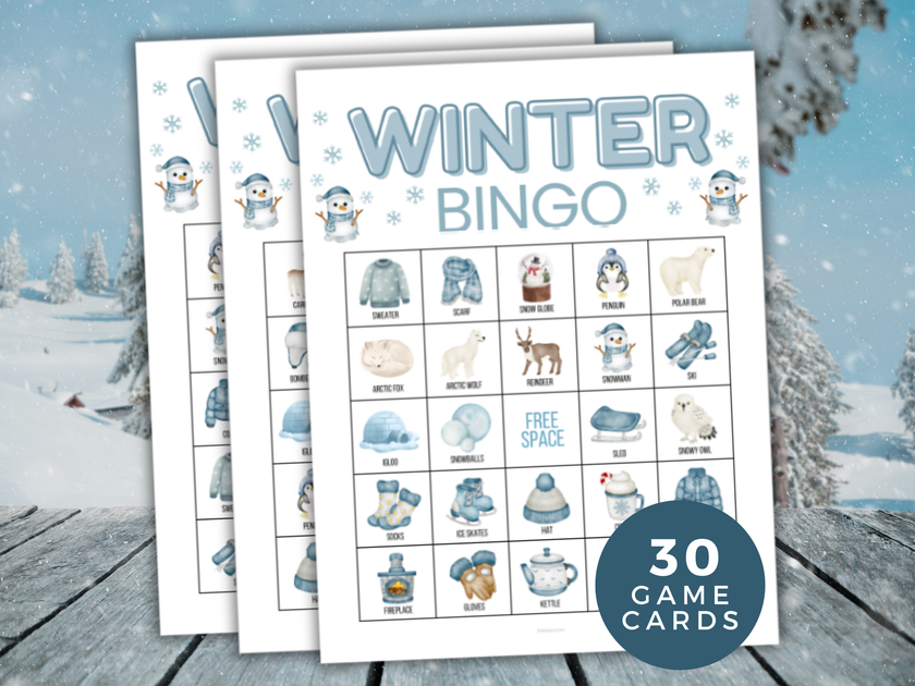 Winter Bingo Game 30 Cards | LittleHaloJ