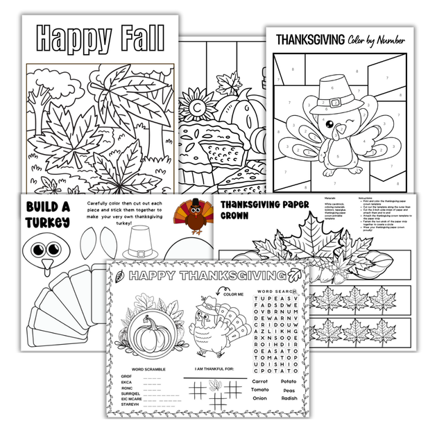 Printable Thanksgiving Activities for Kids | LittleHaloJ