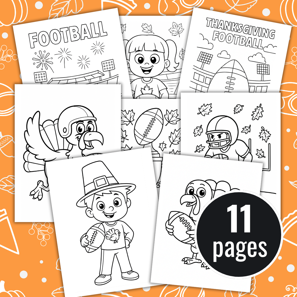Thanksgiving Football Coloring Pages | LittleHaloJ