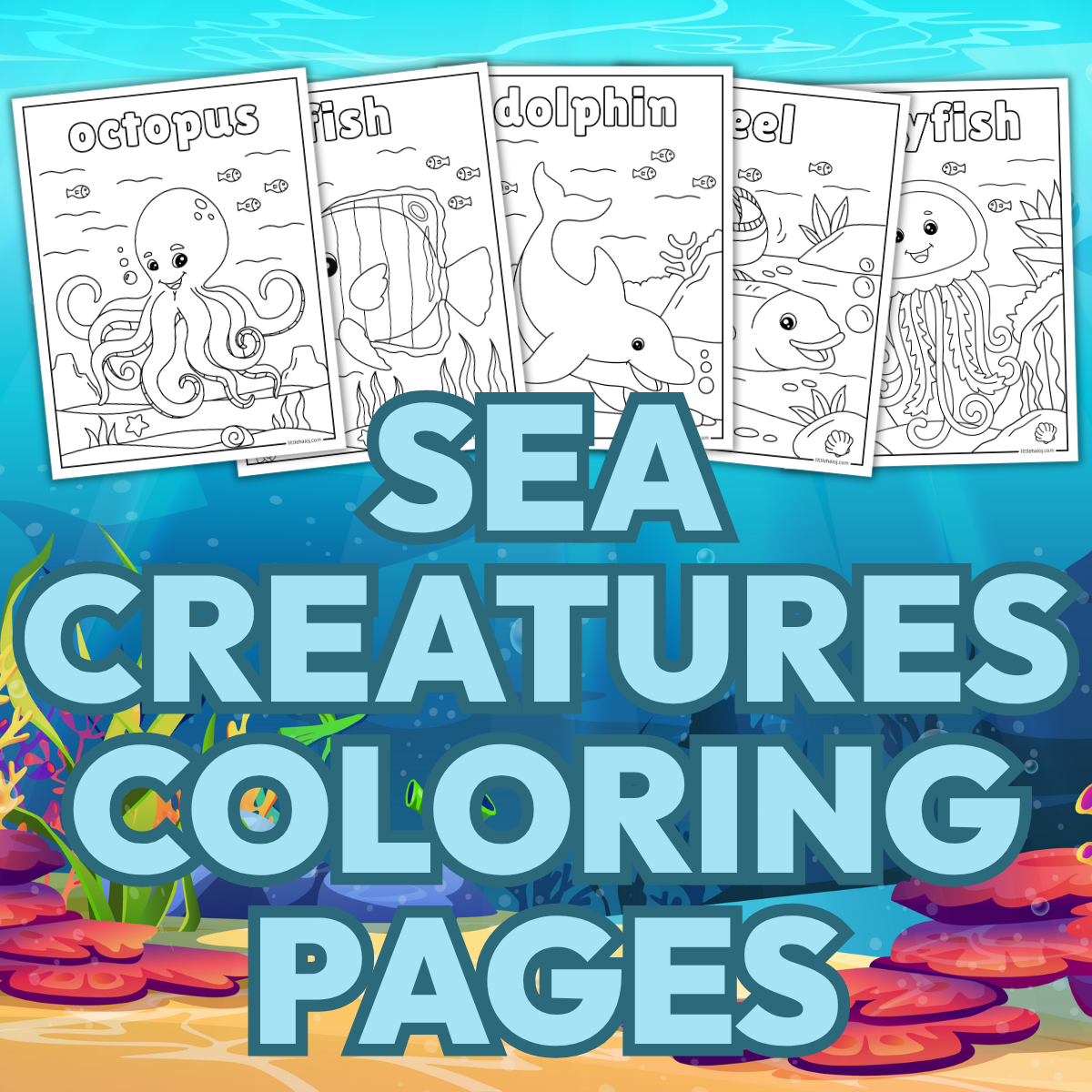 Sea Creatures Coloring Pages | LittleHaloJ
