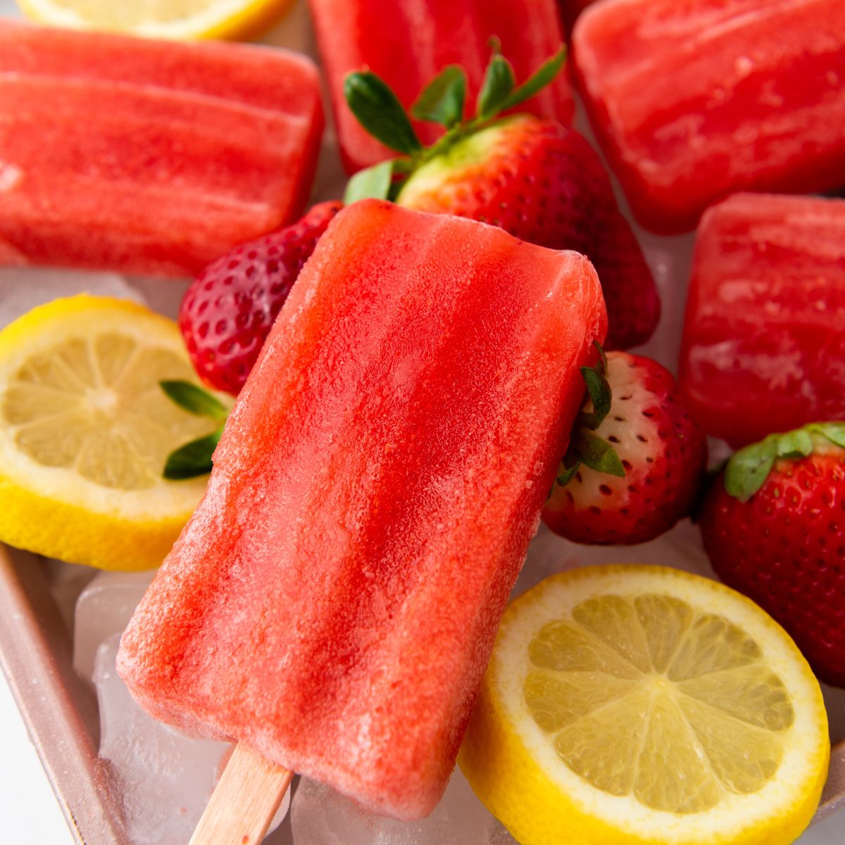Strawberry Lemon Popsicles | LittleHaloJ