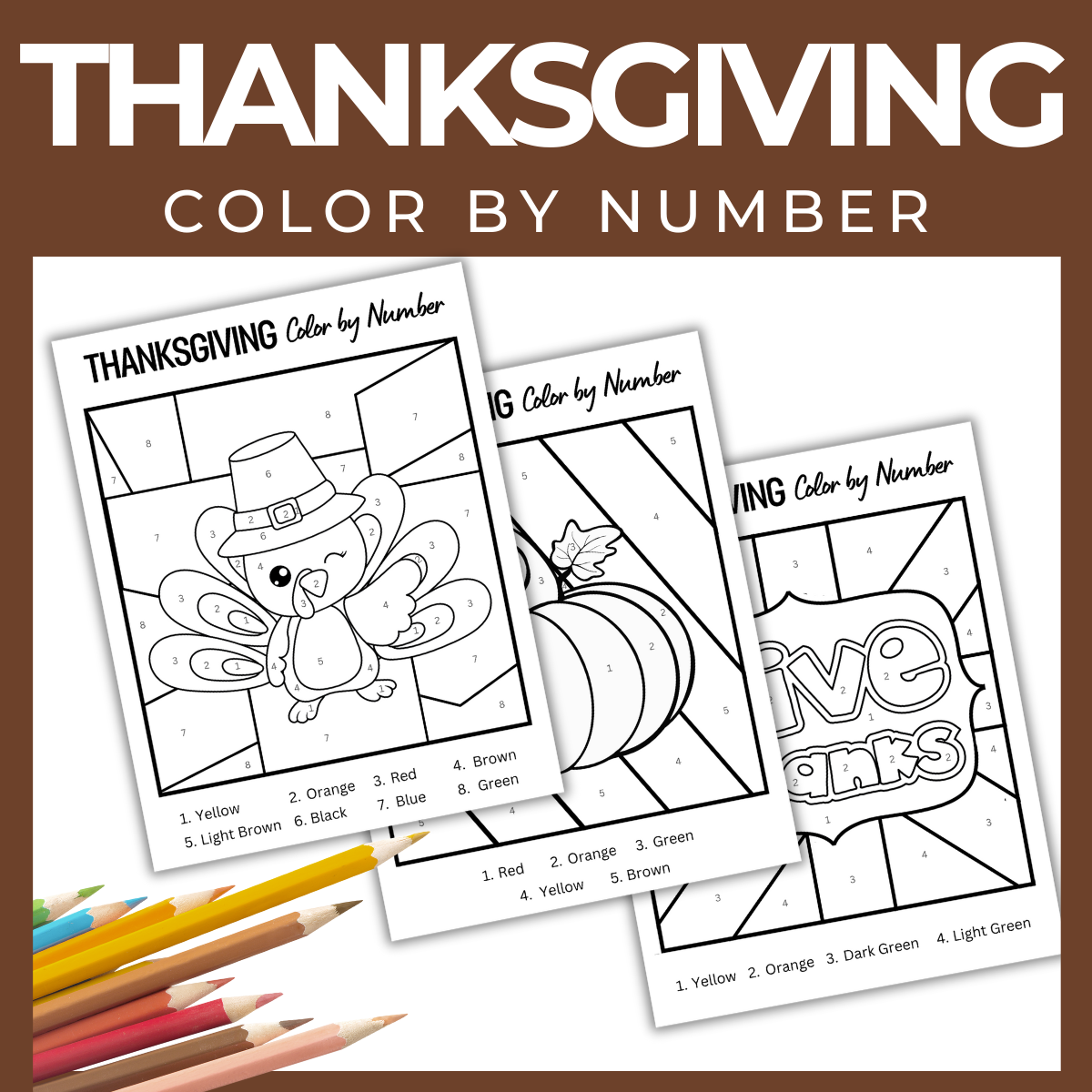 Thanksgiving Color by Number (Free Printable) | LittleHaloJ