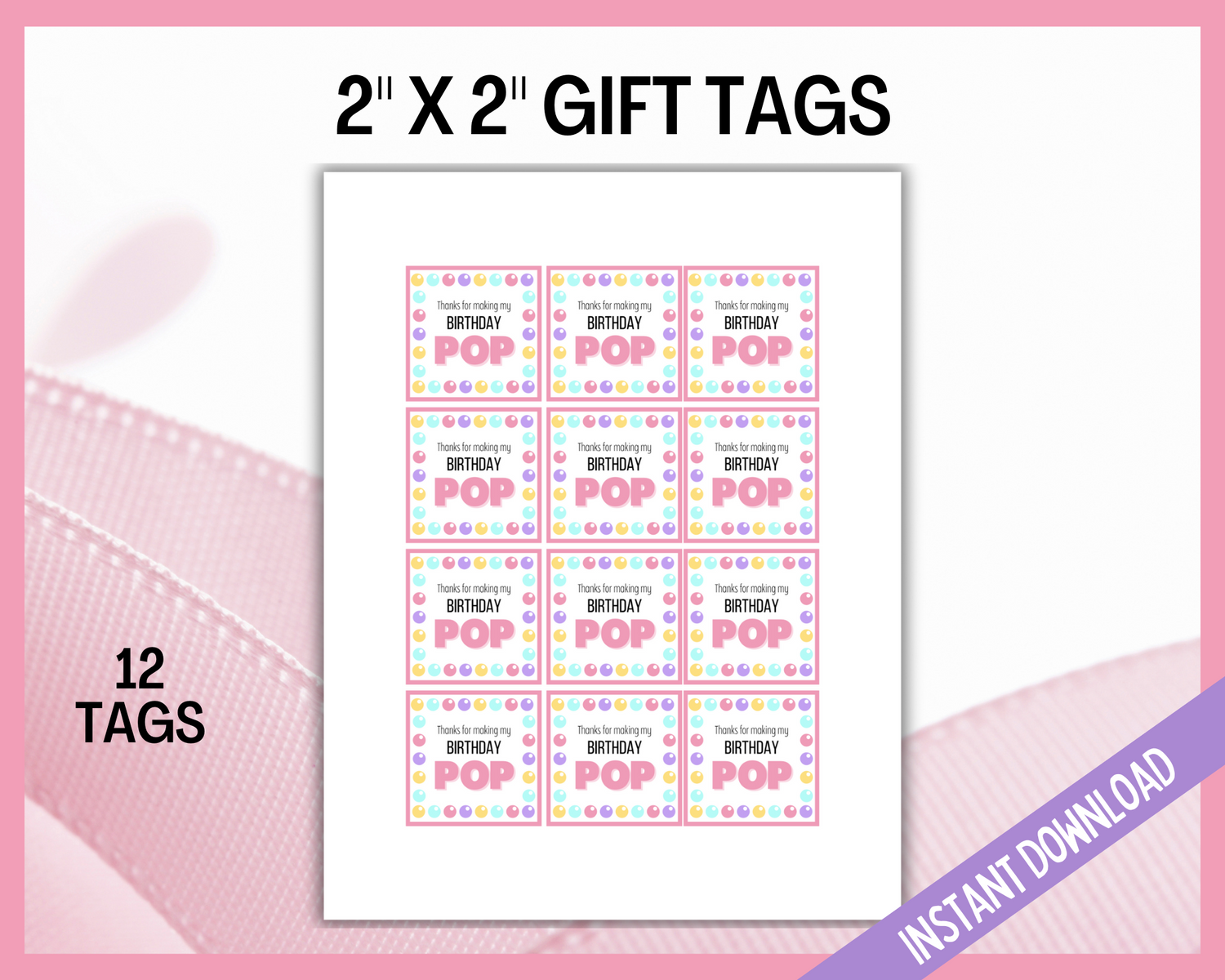 Pop Birthday Gift Tag - Pink – LittleHaloJ