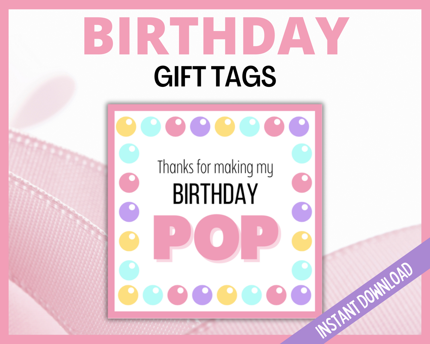 Pop Birthday Gift Tag - Pink – LittleHaloJ