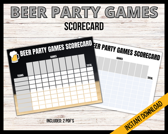 Beer Party Game Scorecard#N# – LittleHaloJ