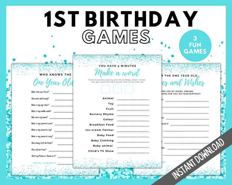 First Birthday Games - Blue | LittleHaloJ