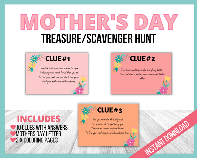 Mother’s Day Scavenger Hunt Clues | LittleHaloJ