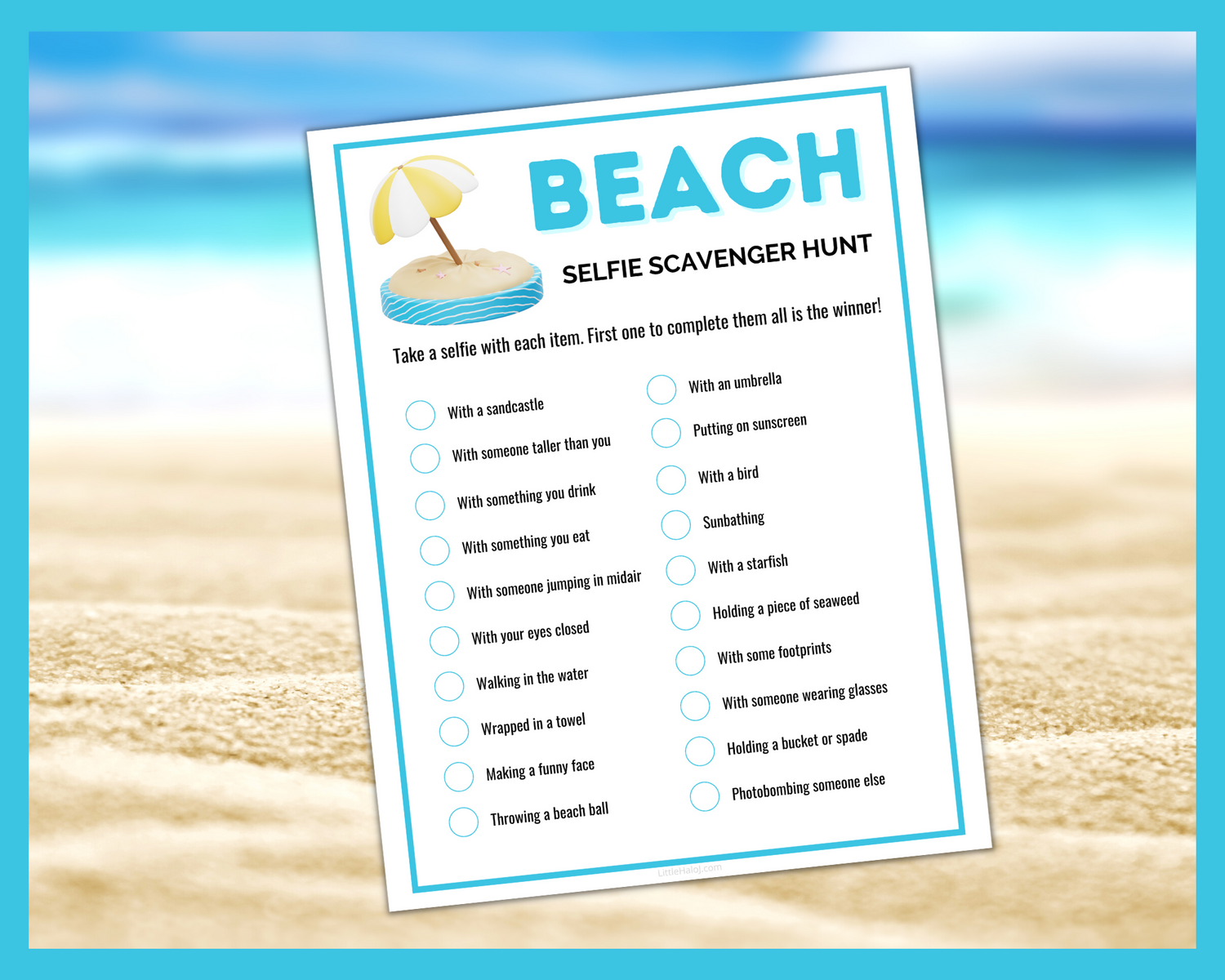 Beach Selfie Scavenger Hunt – LittleHaloJ Beach Selfie Scavenger Hunt – LittleHaloJ