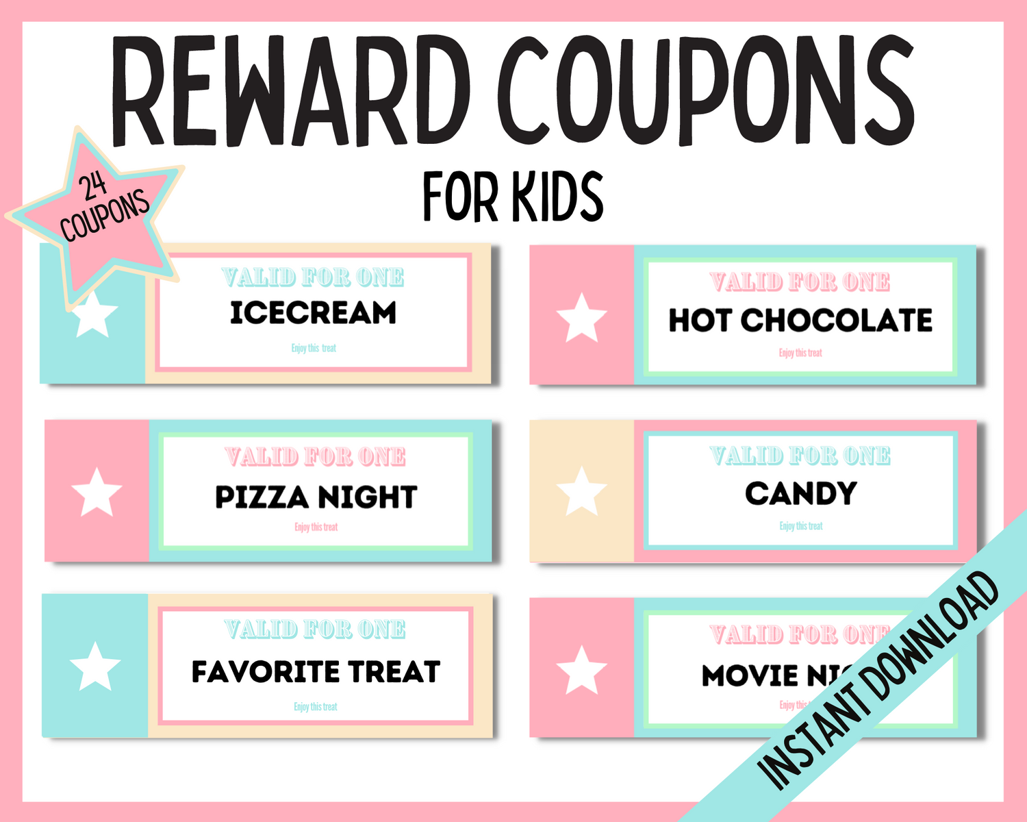 Kids Reward Coupons - Pink/Teal – LittleHaloJ