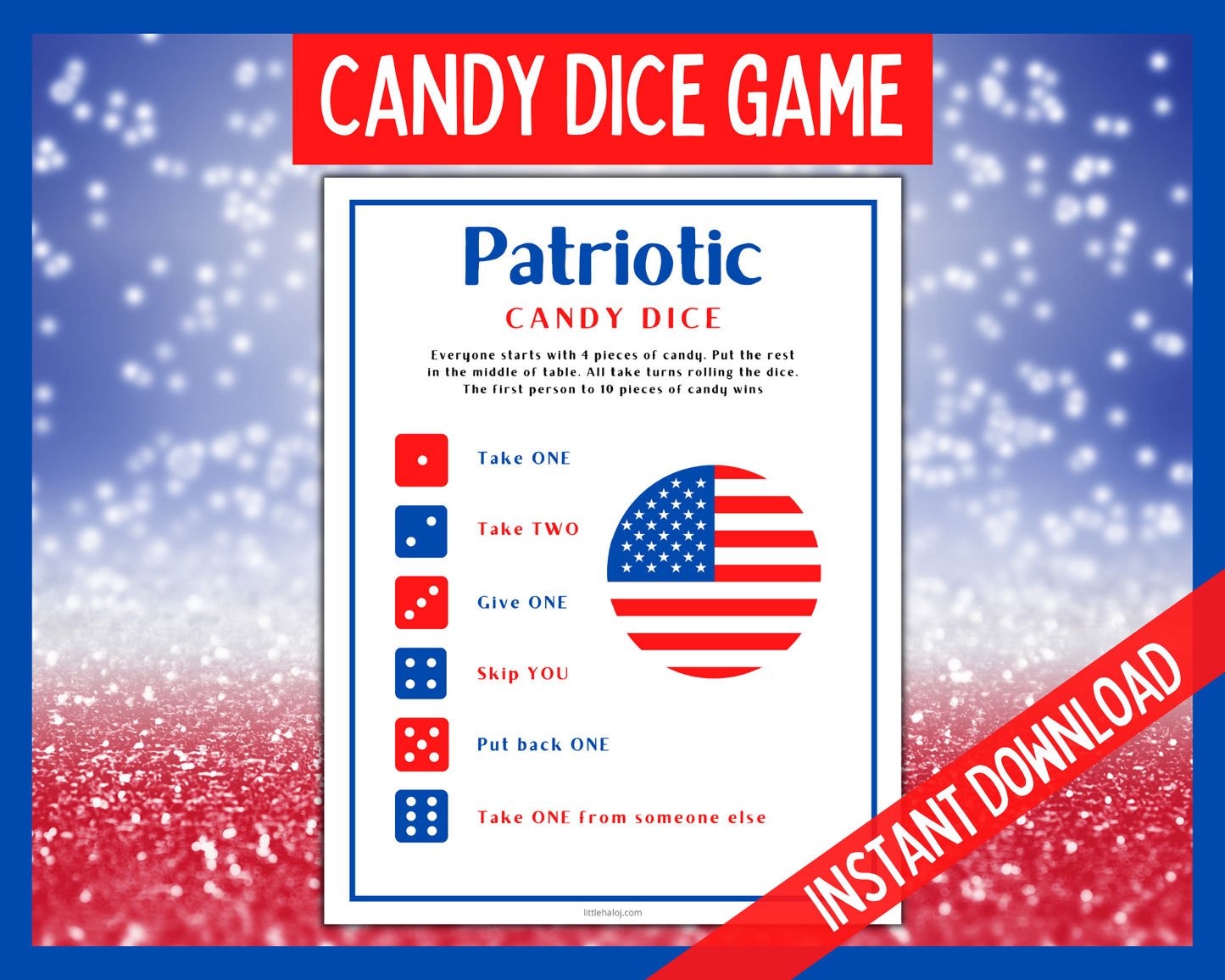 Patriotic Candy Dice Game – LittleHaloJ
