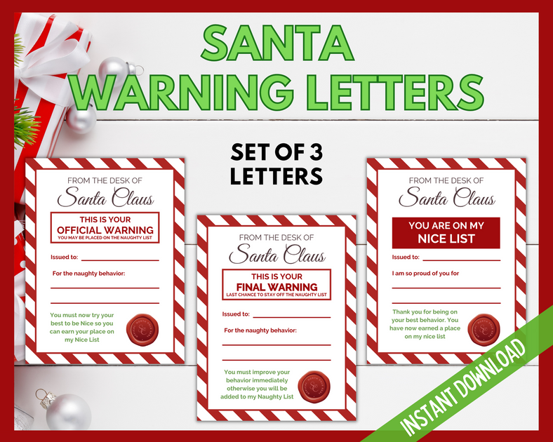 Santa Warning Letter Set | LittleHaloJ